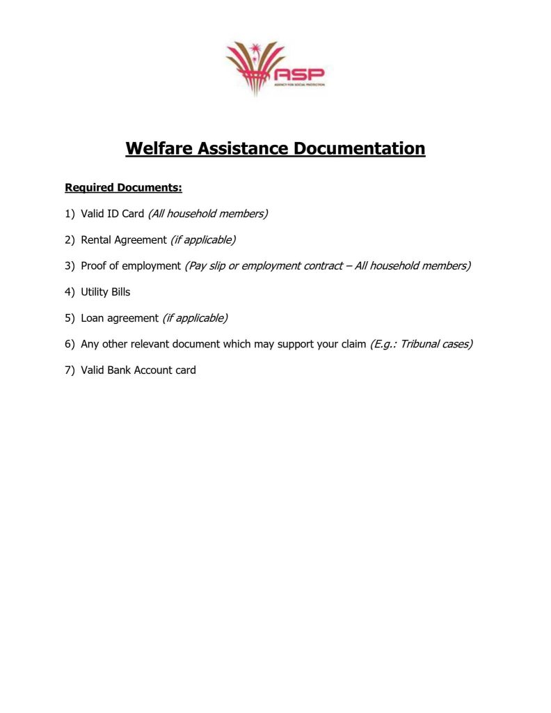 7 Essential Documents Required for Welfare Assistance from the Agency ...